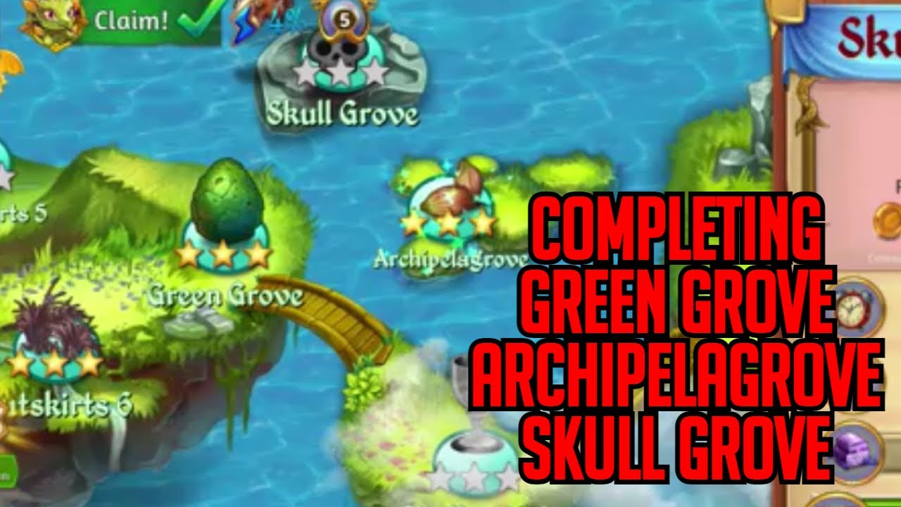 Completing Green Grove, Archipelagrove & Skull Grove *3 STARS* | Merge ...