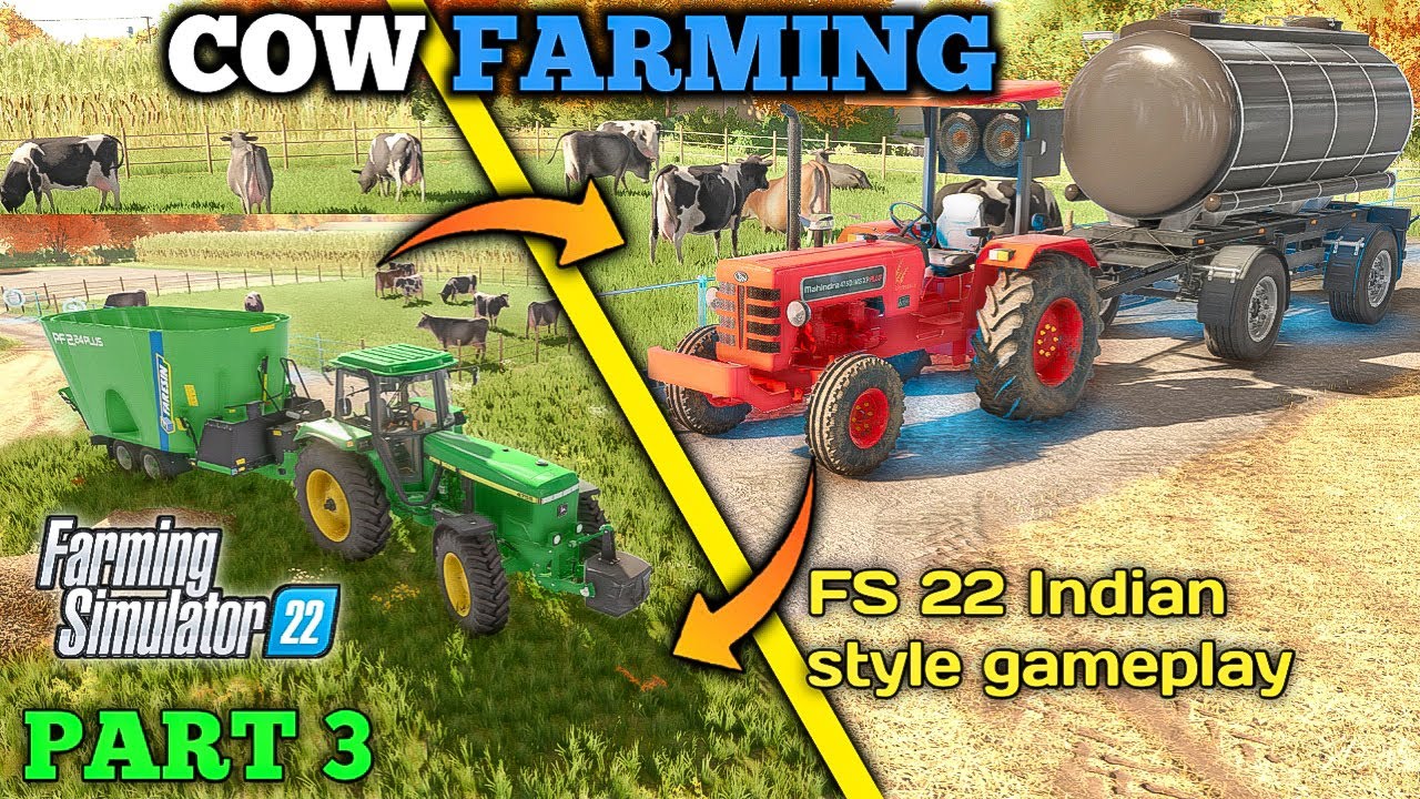 COW FARMING IN FS 22 👑 | FS 22 Indian style gameplay | FS 22 Hindi Part ...