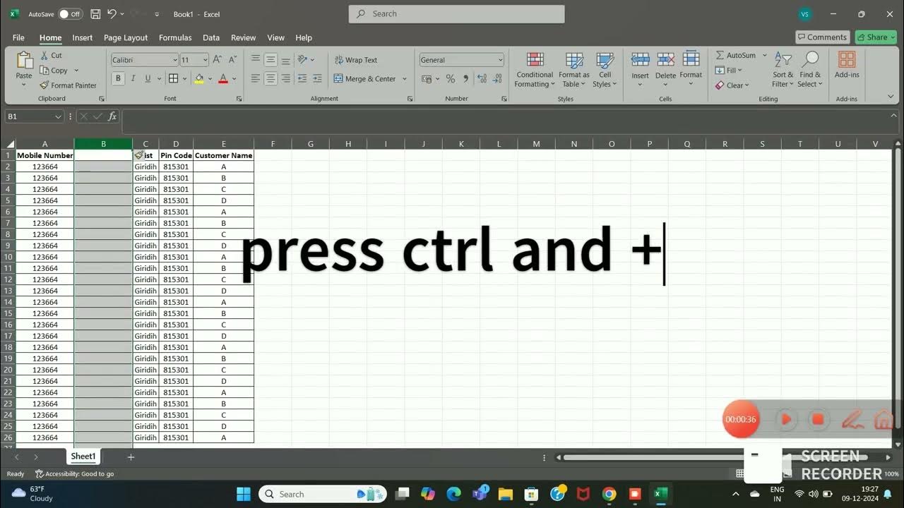 How to create a new column in Excel (एक्सेल में नया कॉलम कैसे जोड़ें) - YouTube