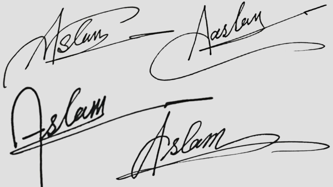 A stylish signature for beginners | Aslam signature style - YouTube