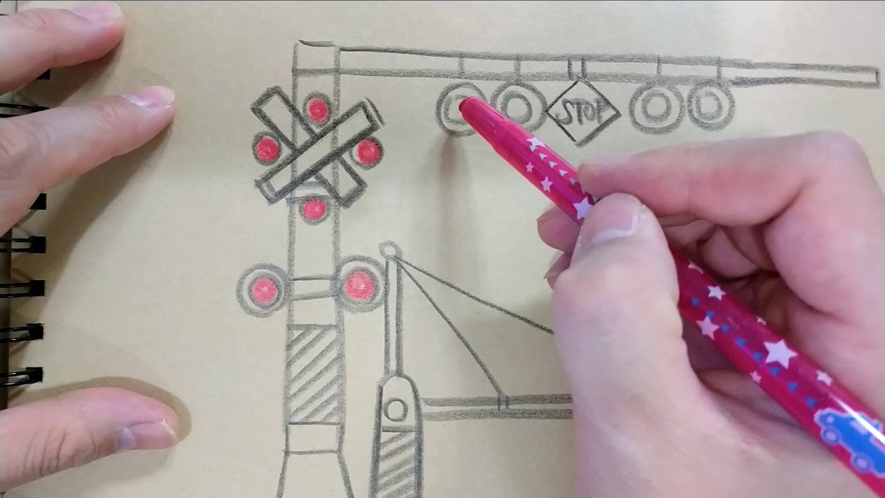How to draw a Train Crossing very easy way for kids. Very Easy Way to ...