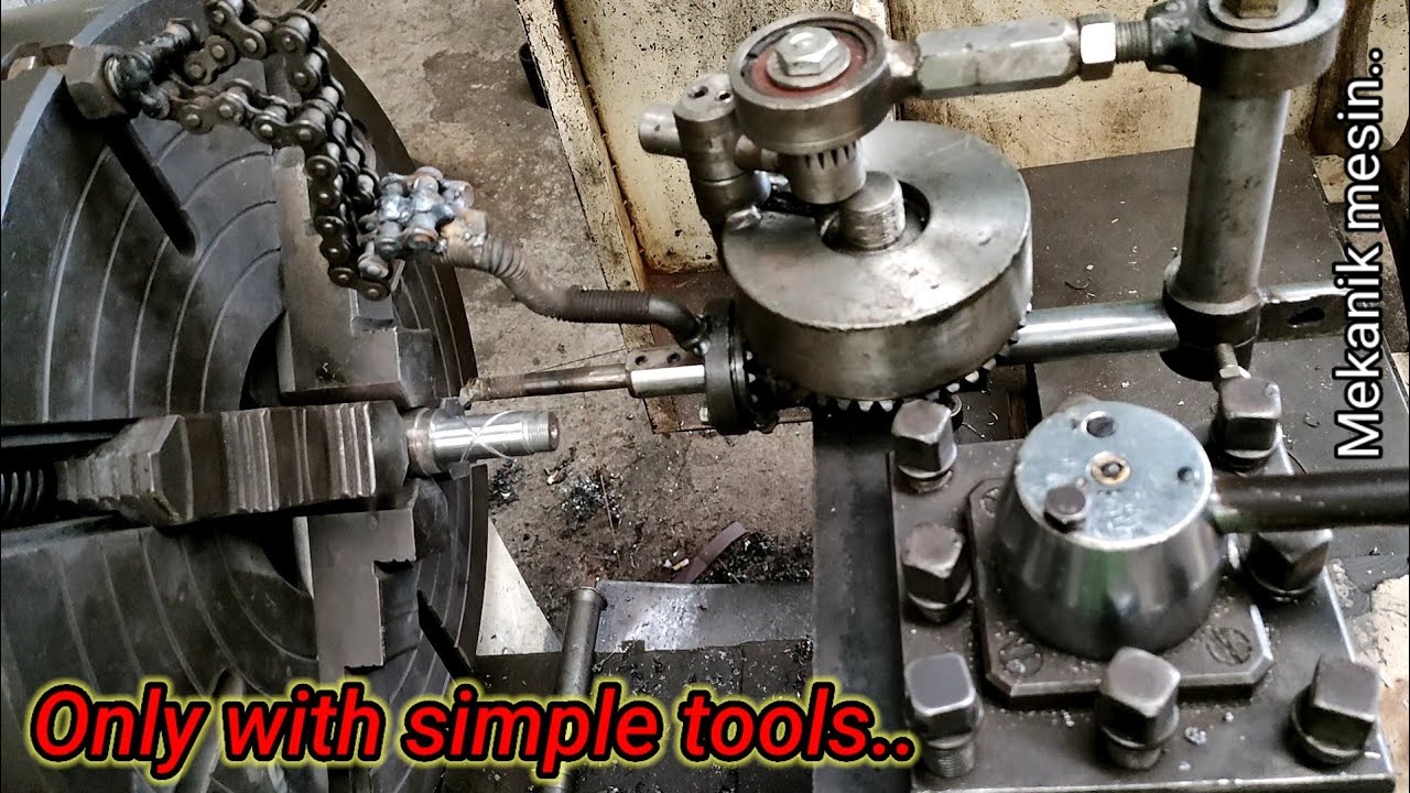 A simple technique of making a zig zag oil groove in the axle with a ...