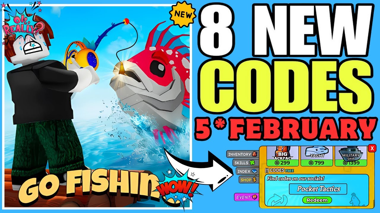 NEWEST☑️CODES GO FISHING ROBLOX CODES FEBRUARY 2025 - GO FISHING CODES ...