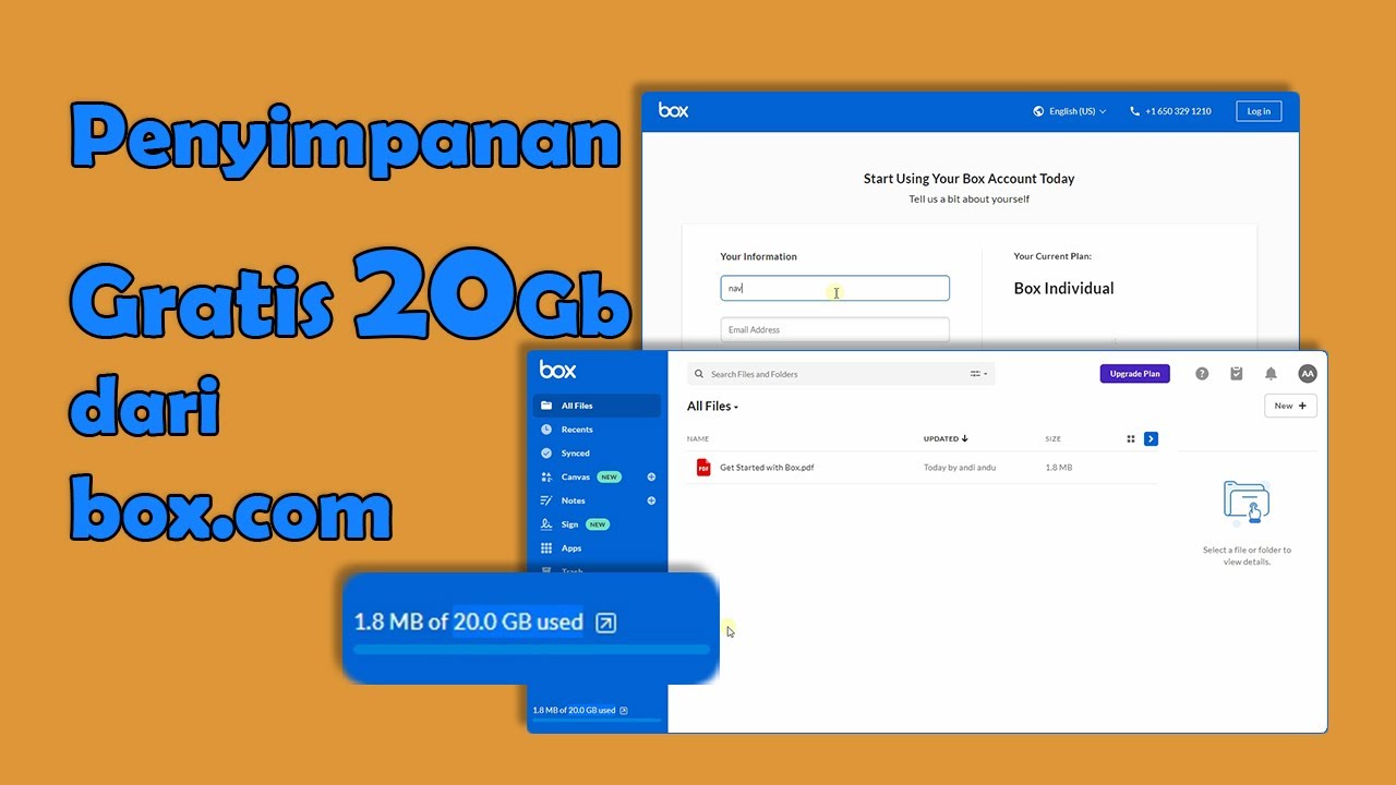 Cara Mendapatkan 20GB di Box - YouTube