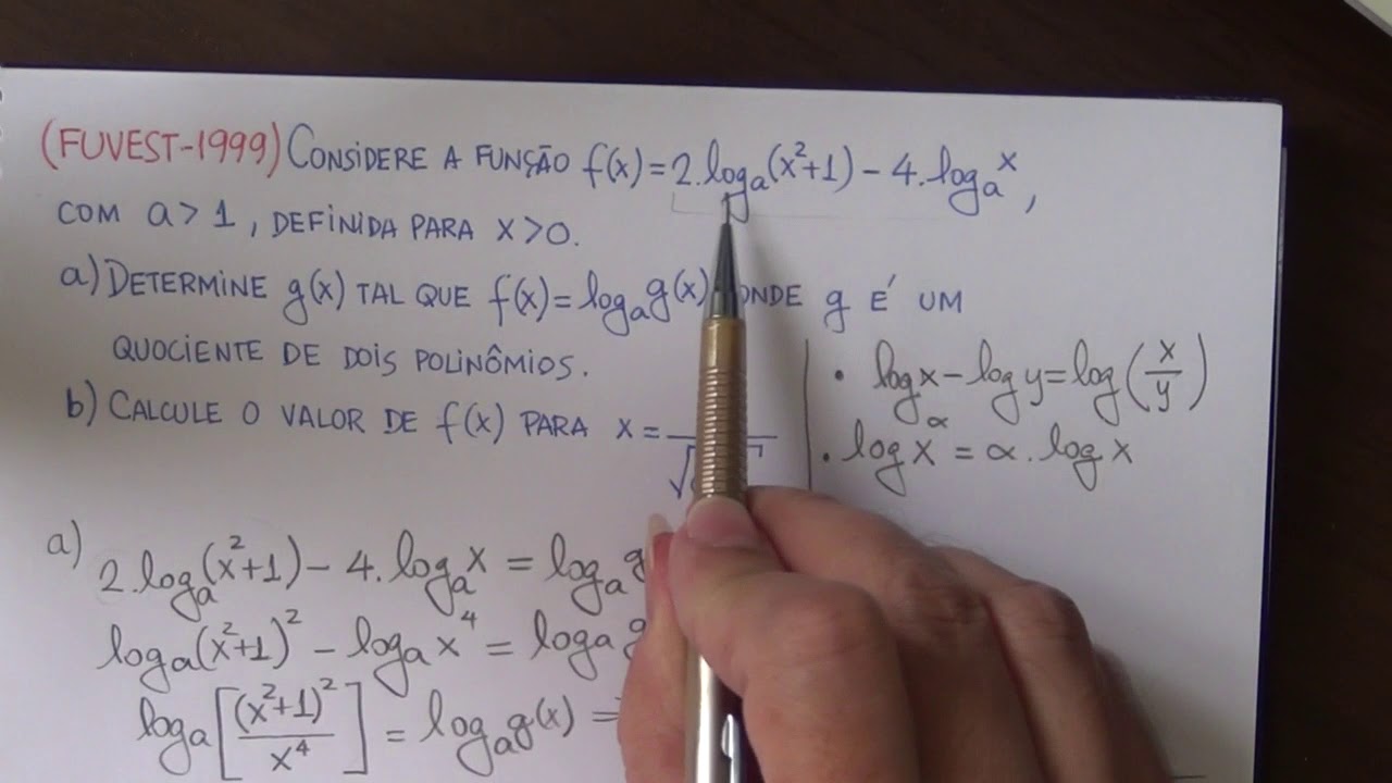 FUVEST 1999 - Questão de Logaritmos - YouTube