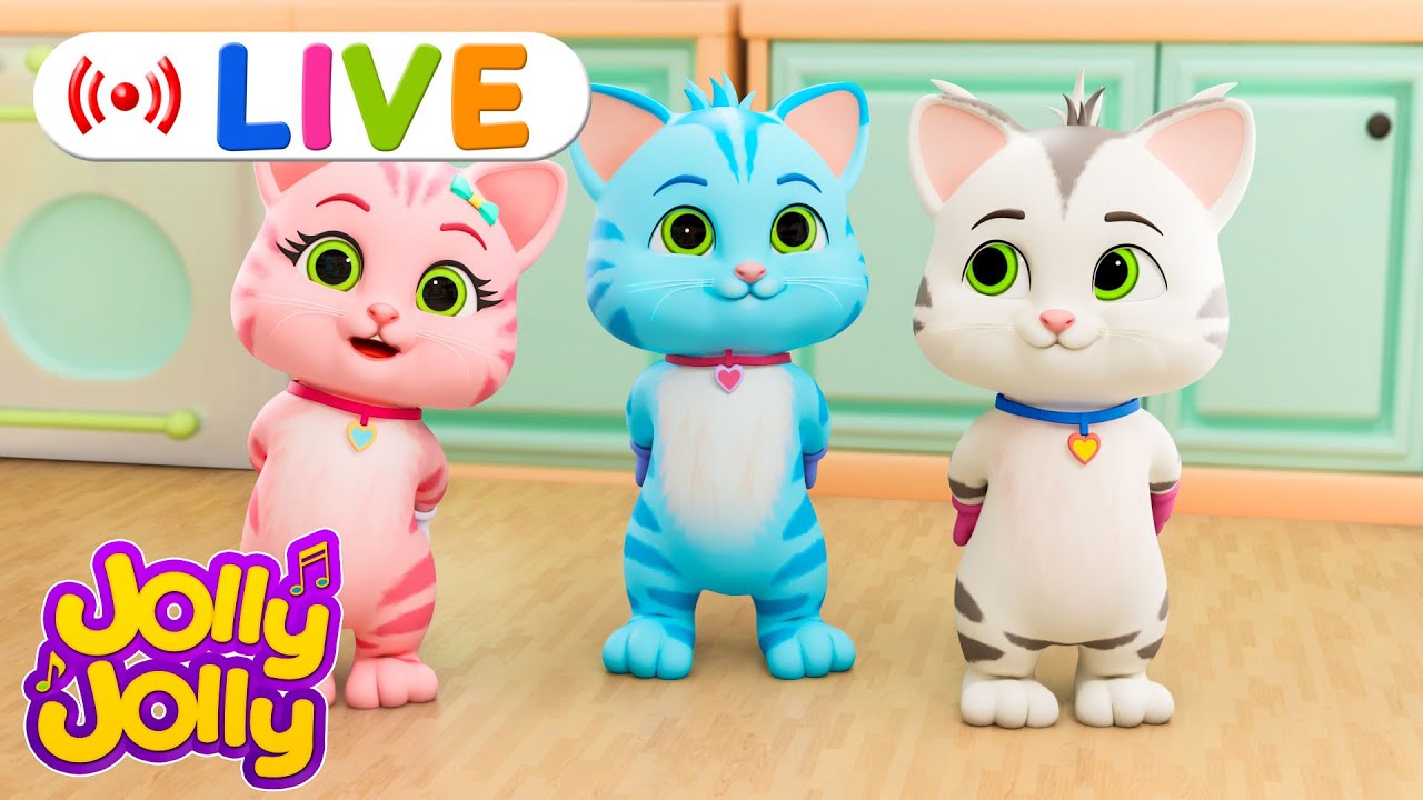 LIVE🔴Three little kittens, The Ice Cream Song + More | Jolly Jolly ...