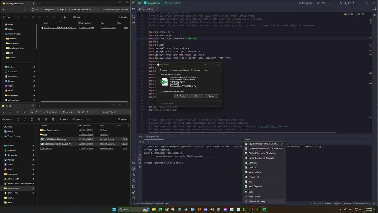 Payroll Invoice Excel Workbook Automation with Python Script - YouTube
