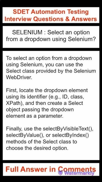 SELENIUM : How can you select an option from a dropdown using Selenium ...