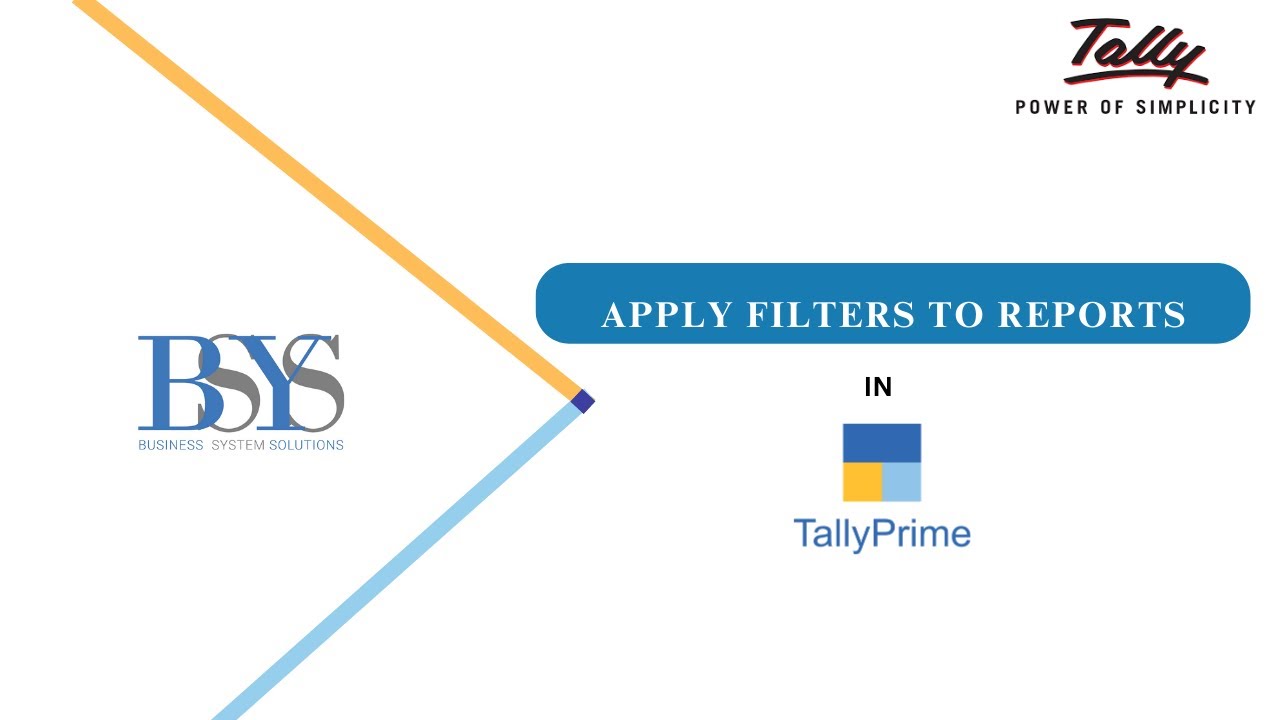 Apply Filters to Reports in TallyPrime | #bsys #tally #accounting #inventory #software #kenya ...