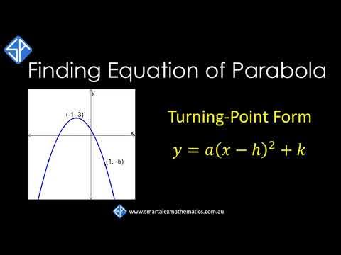 Finding Equation of Parabola using Turning Point and a Point - YouTube
