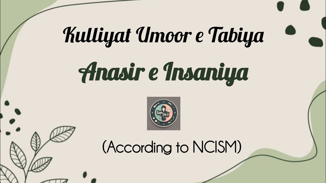 Anasir e Insaniya L-6||Human body elements|| As per NCISM|| BUMS 1st ...