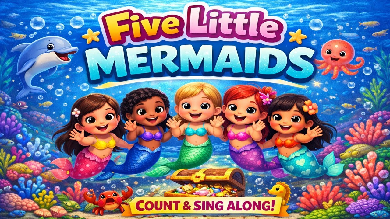 Five Little Mermaids 🧜‍♀️🌊 | Counting Song for Kids | Fun Mermaid ...