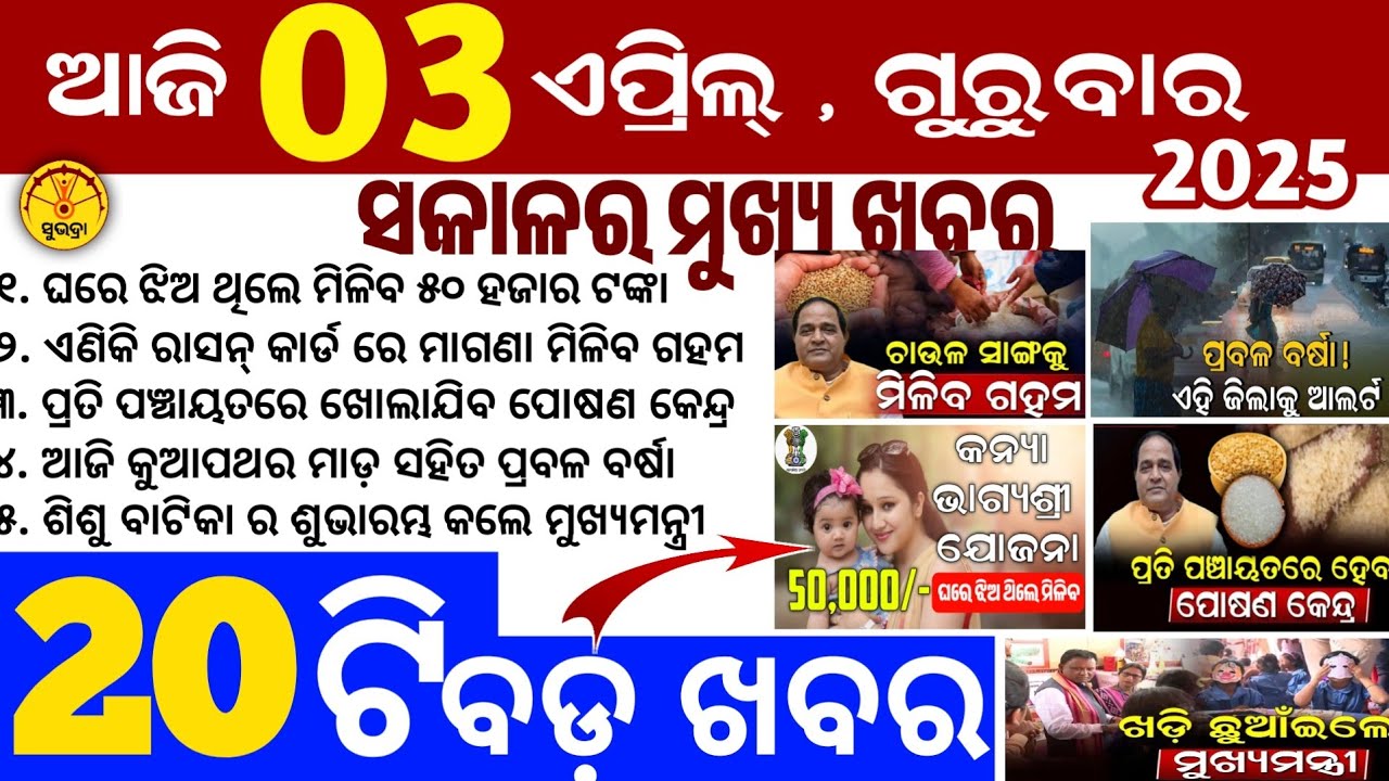 Today's Odia News/3 April 2025/Odisha news/subhadra yojana in odisha ...
