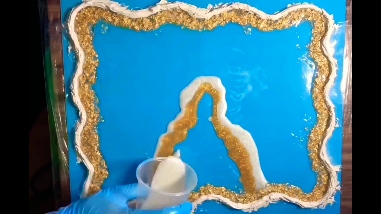 White and gold epoxy resin 3 tier cake stand, bowl and tray - YouTube