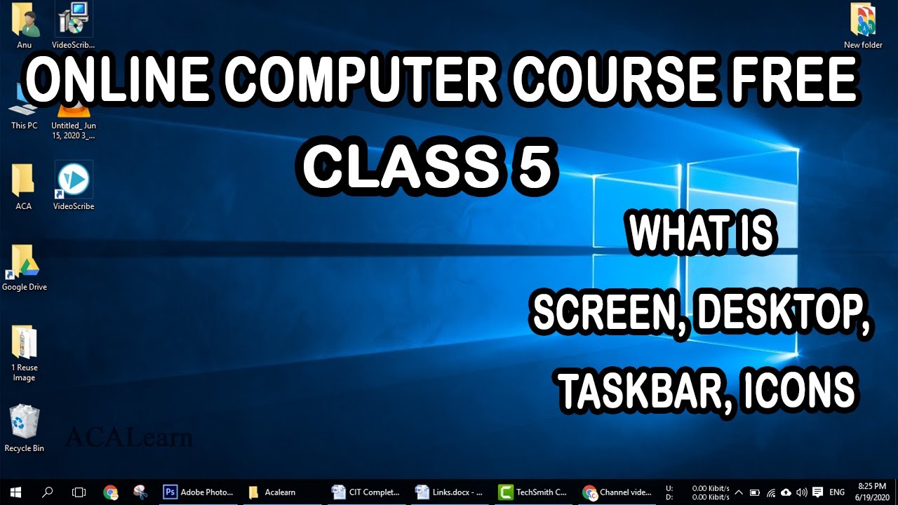 What Is Screen, Desktop, Taskbar, Icons - Computer Online Course FREE ...