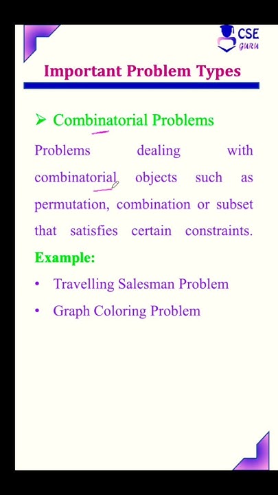 Algorithm Problem Types Cseguru Algorithm Ada Cseguruadavideos Algorithmdesign Daa Youtube