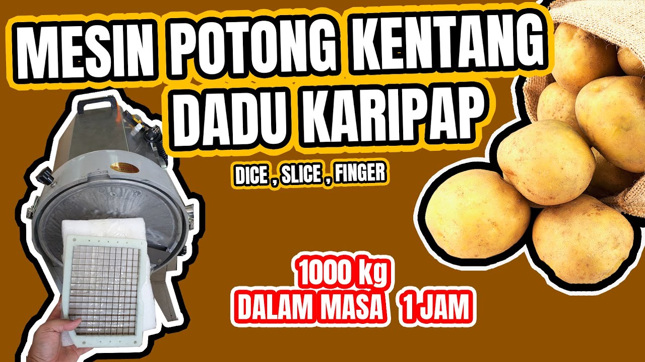 Mesin Potong Kentang Dadu 1000kg /jam demo mesin heavy duty potong ...
