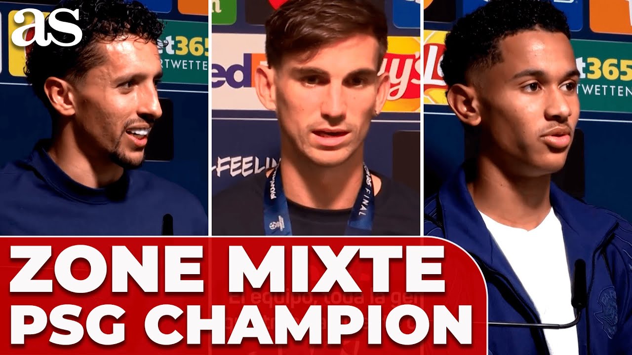 MARQUINHOS, MAYULU, JOAO NEVES et FABIAN RUIZ en ZONE MIXTE | PSG ...
