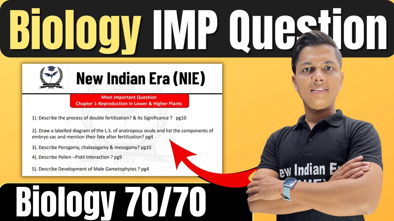 Biology IMP Question 70/70 | Biology Class 12th By New Indian Era (NIE ...