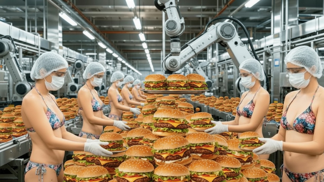 Inside a Massive Burger Factory | How 50,000 Burgers Are Made Every Day ...