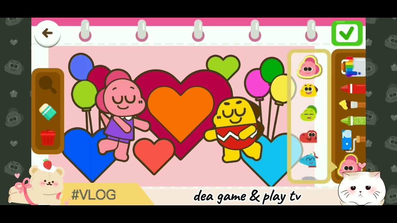 [cocobi] coloring game | coco and lobi with hearts and balloons - YouTube