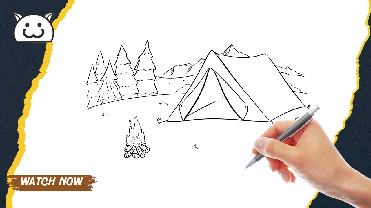 How to Draw Camping Scene - YouTube