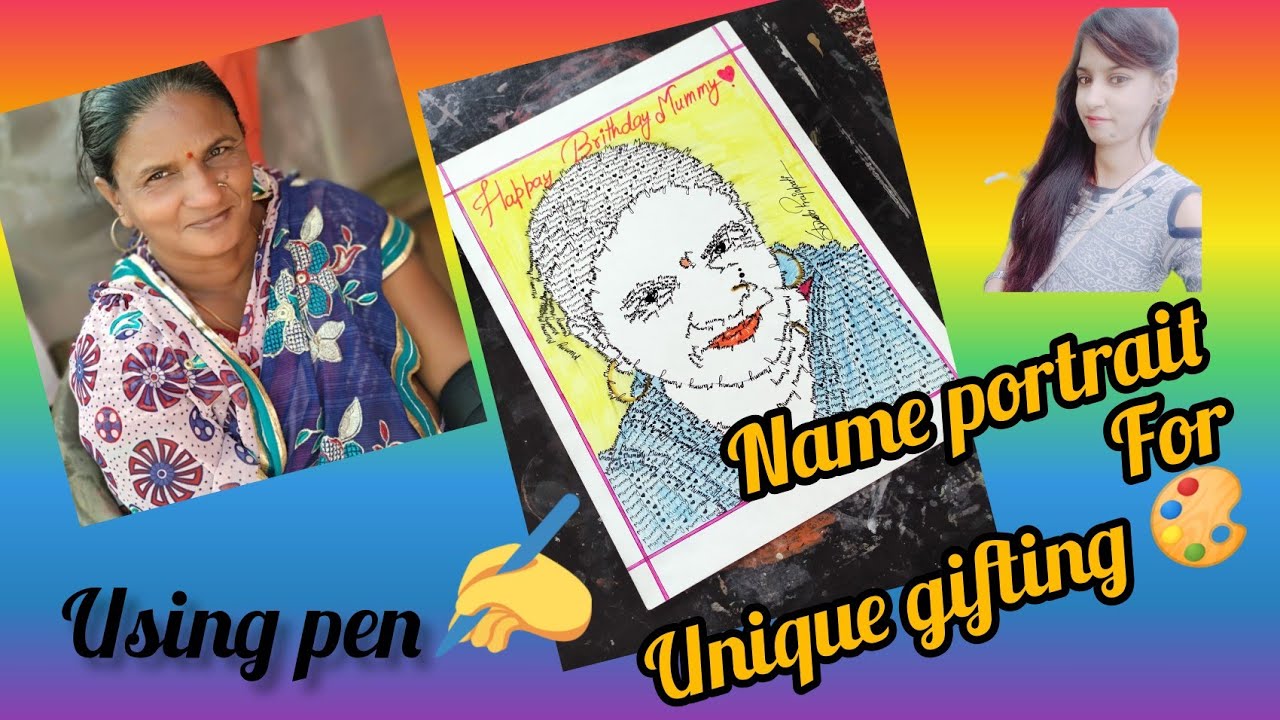 Name portrait For Unique sketch//Drawing using Name//With Pencil colour ...