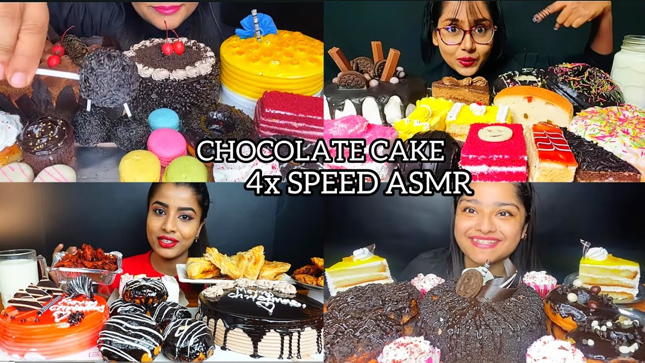 ASMR EATING CHOCOLATE CAKE,DONUT, CUPCAKE,CHOCO TRUFFLE, PASTRIES/BIG ...