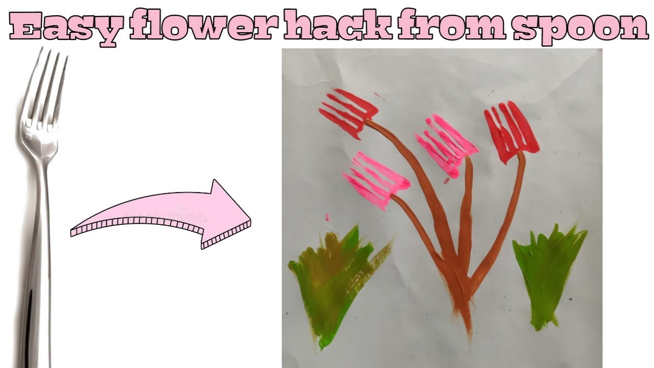Easy flowers hack from foke spoon|| Easy painting flowers hack||Dream ...