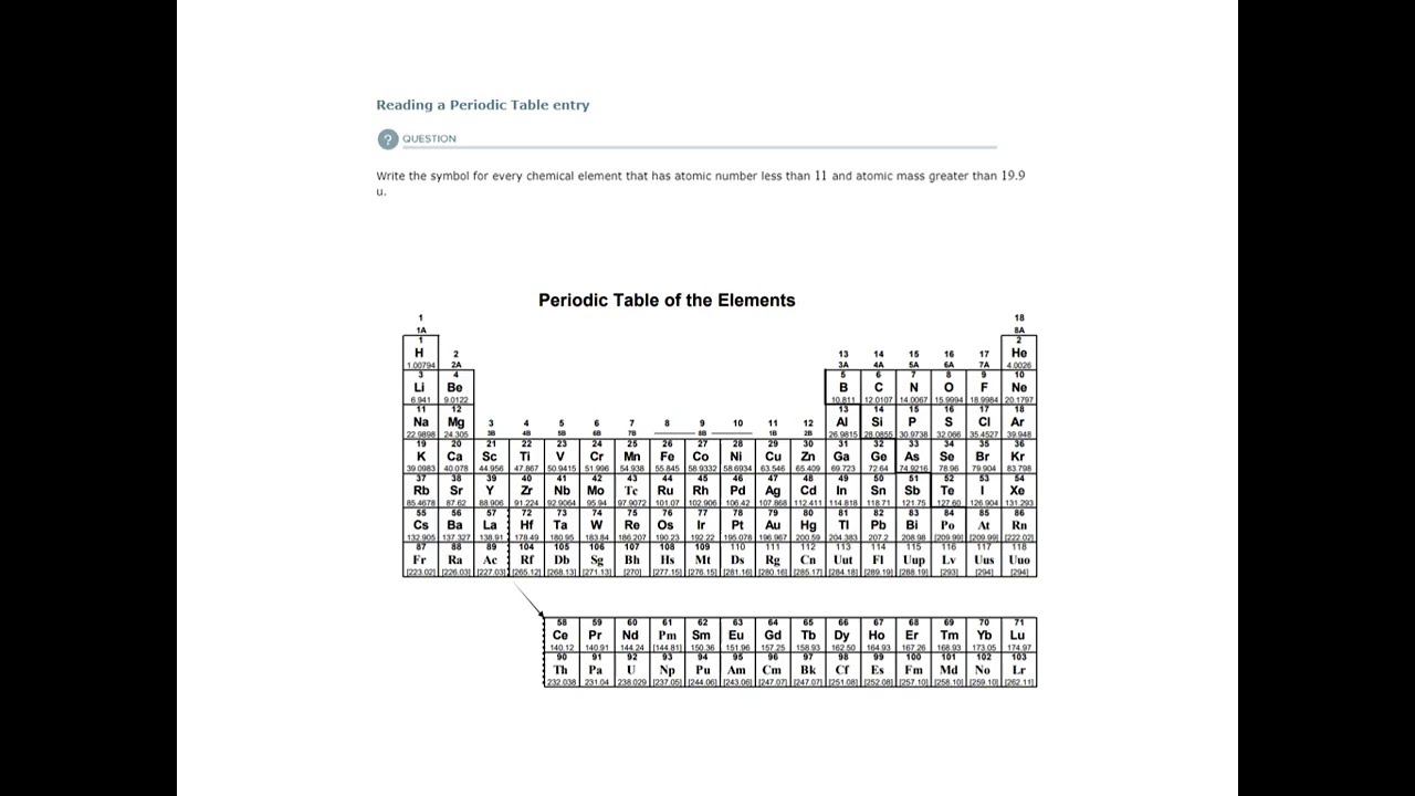 ALEKS - Reading a Periodic Table entry - Example 2 - YouTube