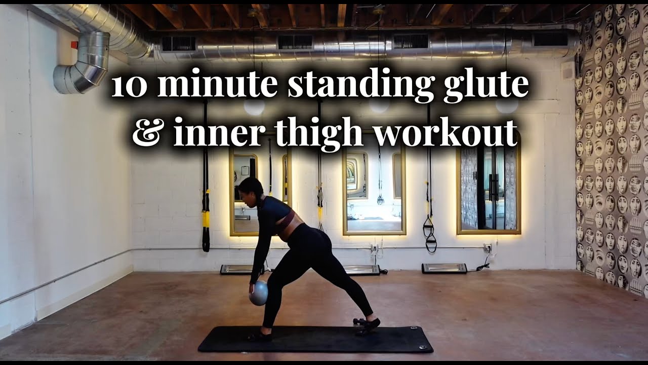 10 MINUTE STANDING GLUTE & INNER THIGH MAT PILATES WORKOUT | At Home ...