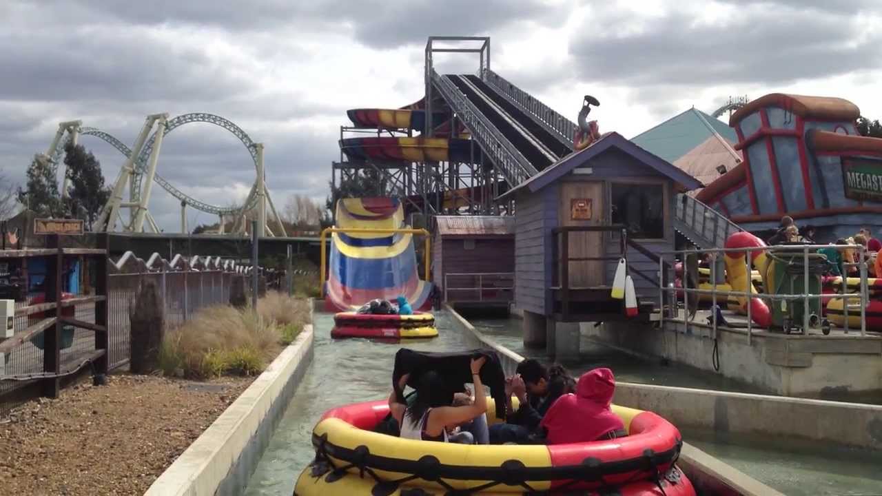 Storm Surge Water Slide Ride - Thorpe Park - People getting sprayed ...