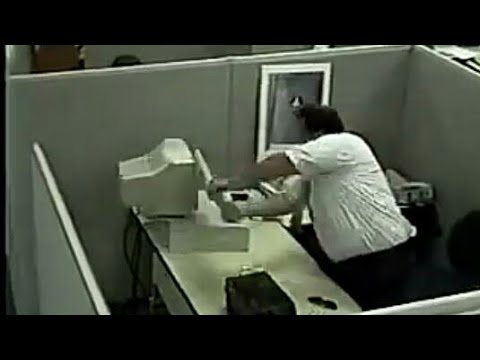 Angry man destroys computer... || man destroys computer ...