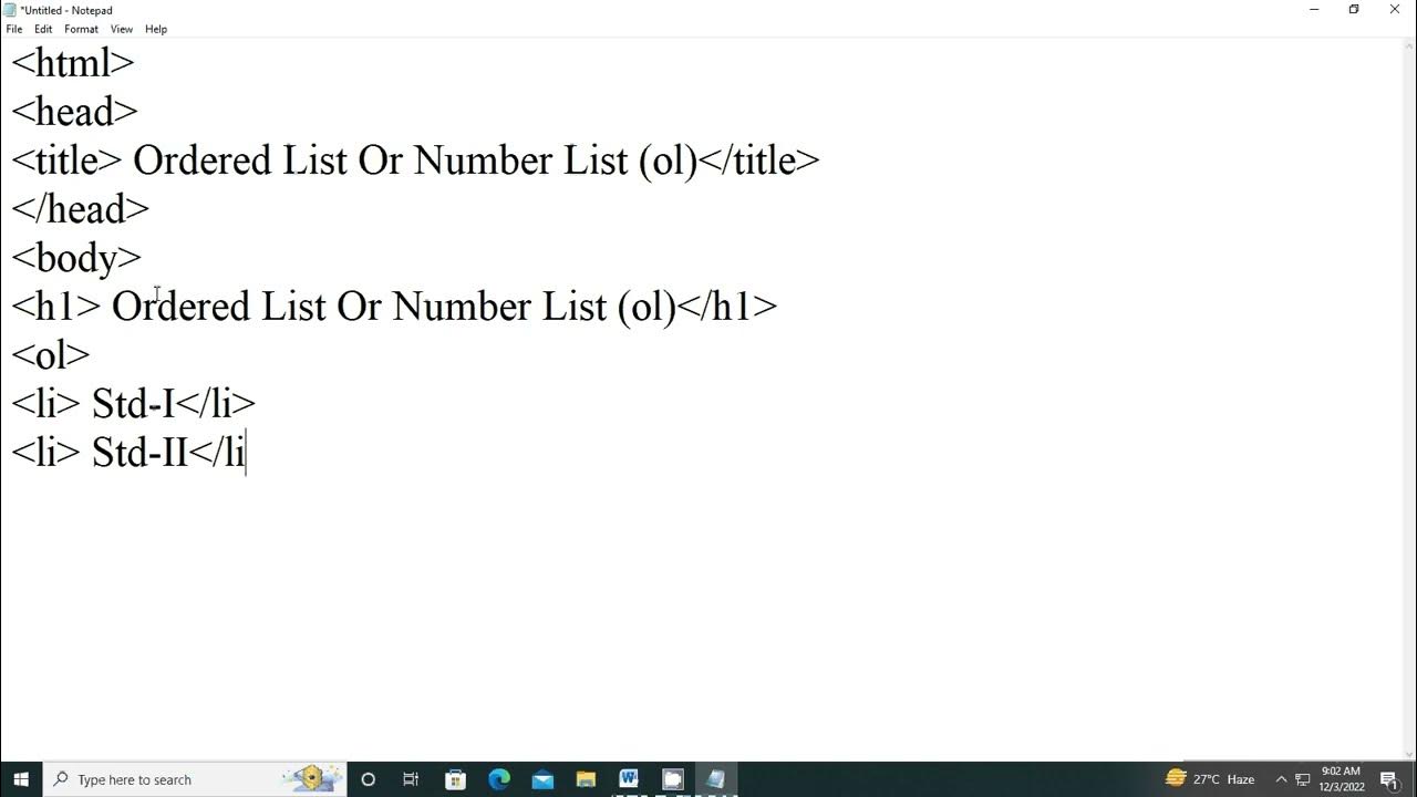 HTML-Ordered List Or Number List (ol) - YouTube