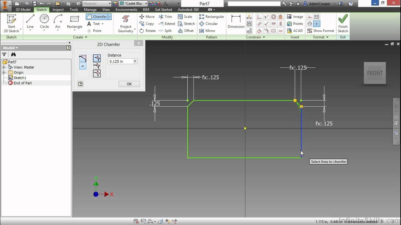 Autodesk Inventor 2015 Tutorial | Creating Fillets And Chamfers - YouTube