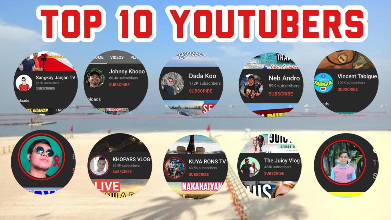 TOP 10 YOUTUBERS NA NAG VLOG SA MANILA BAY || SANKAYJANTV, DADA KOO ...