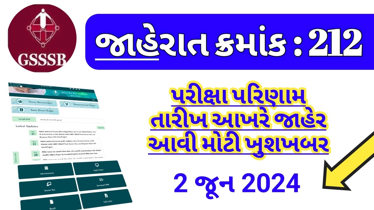 Gsssb CCE Exam Result/merit list/cut off 2024 🎉 cce junior clerk result ...