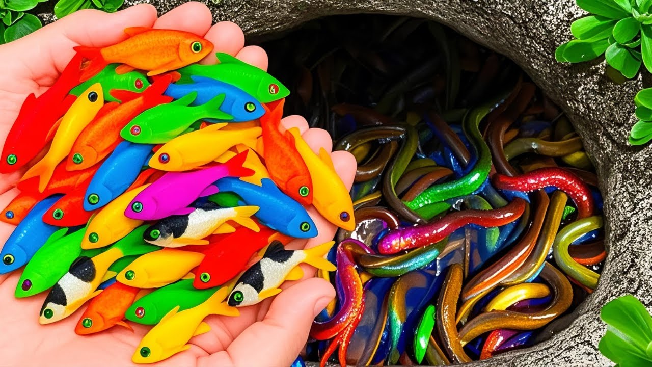 The Incredible Catch Colorful Aquarium Fish In Small Pond, Catfish ...