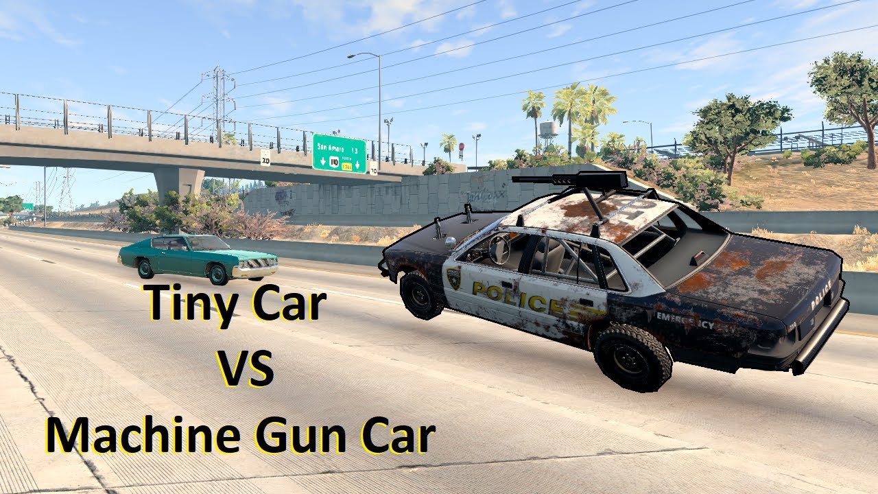 Machine Gun Car VS Tiny Car BeamNG.Drive - YouTube