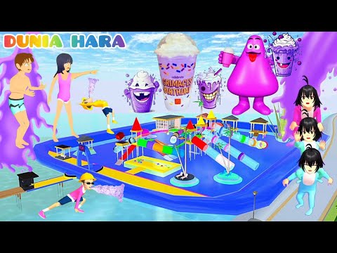 Yuta ke waterpark Kolam Renang Baru | Baby Celine Hara Olin Munta Krn Minum Grimace Shake 😱 Sakura