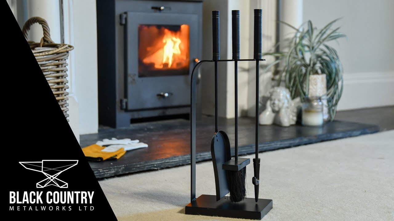 Black Arm Contemporary Companion Set 52cm - YouTube