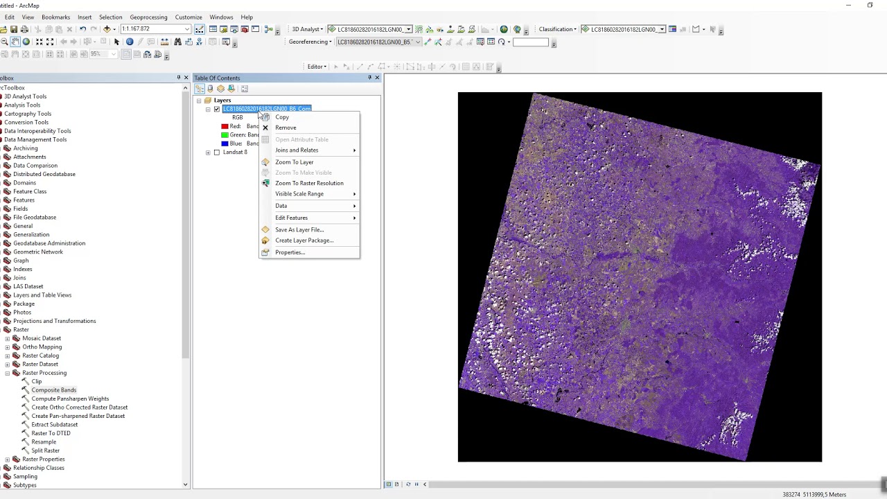 Composite Bands Arcgis Landsat 8 Youtube