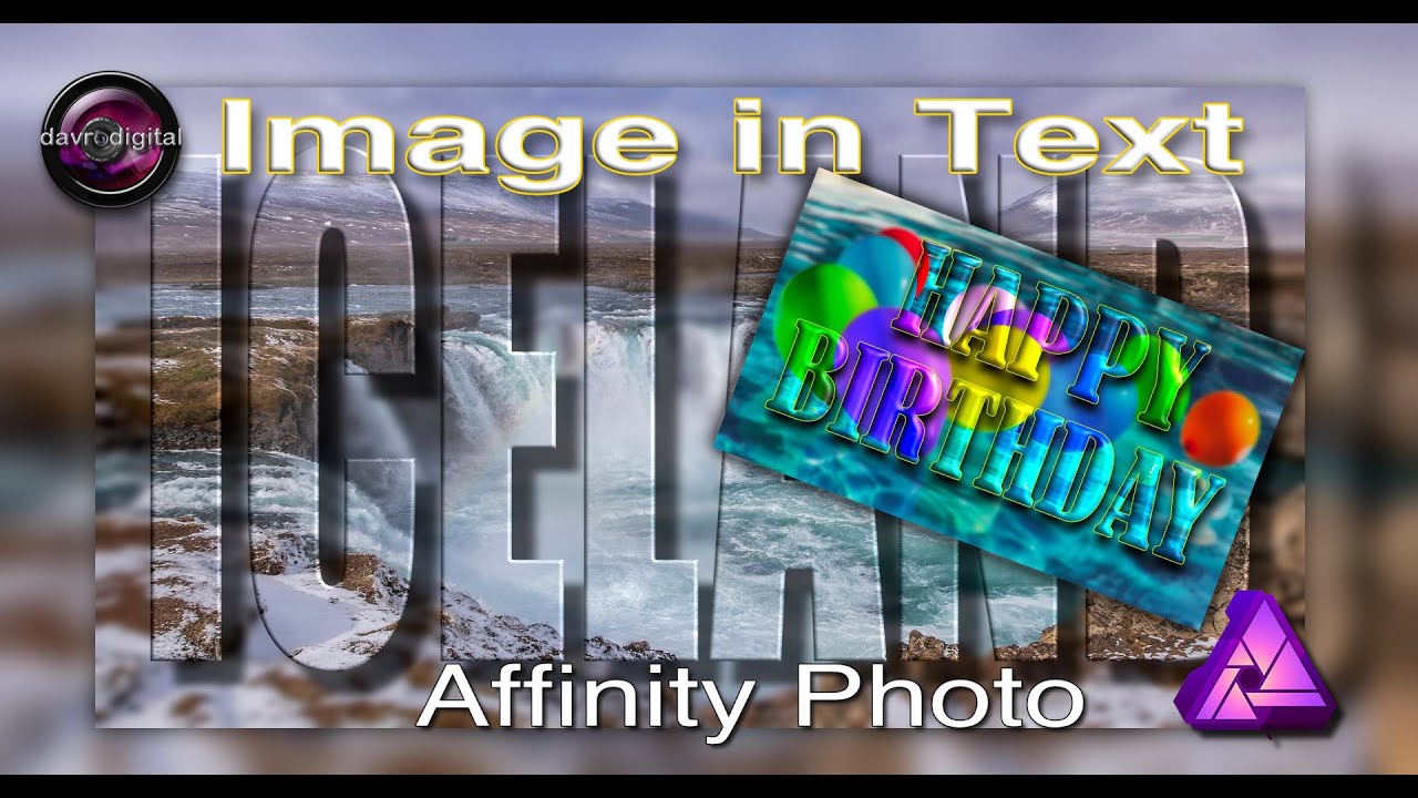 Easy way to put an Image inside text using Affinity Photo - YouTube