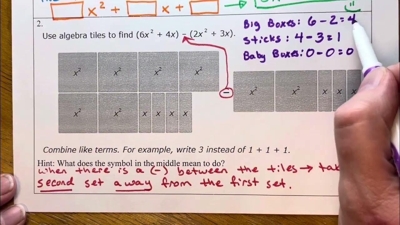 Add and Subtract Polynomials Using Algebra Tiles (Example 2) - YouTube