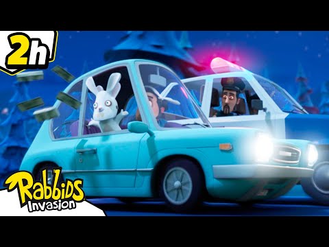 Mega Rabbid Chase 🚨😼 | RABBIDS INVASION 🐰 | 2H Compilation | Cartoon for kids