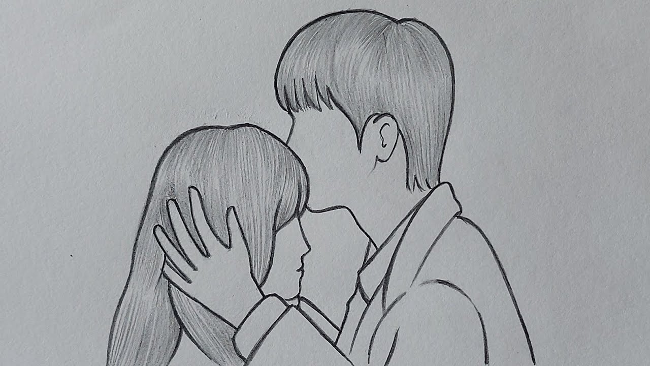 Couple drawing easy || Pencil sketch of a couple || Easy step by step ...