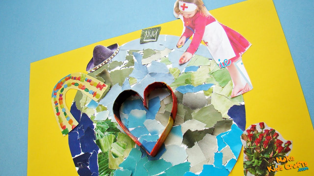 Earth newspaper collage | Earth Day Craft | Earth Day Art - YouTube