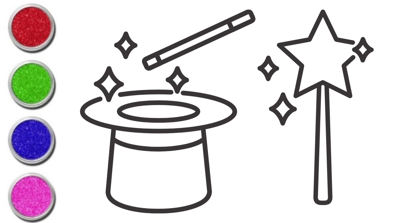 How to draw magical hat and magical stick//magical heart drawing ...
