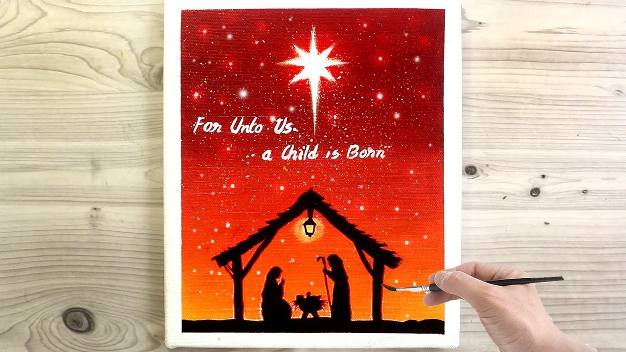 Christmas Crib Easy Acrylic Painting For Beginners - Step By Step ...