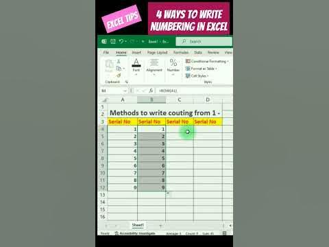 4 ways to type numbering in excel #exceltips #excel - YouTube
